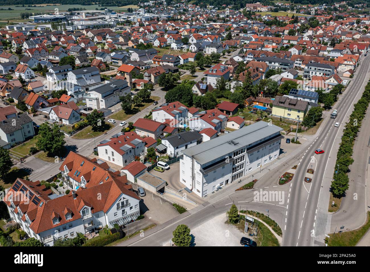 Aerial view of part of Beilngries in the Altmuehltal nature park Park ...