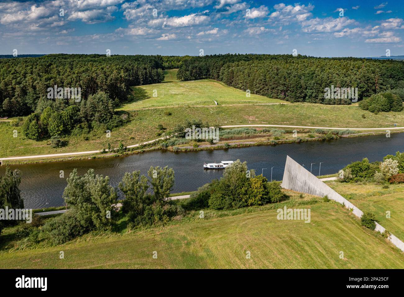 Aerial view of the Rhine-Main-Danube Canal at the European watershed ...