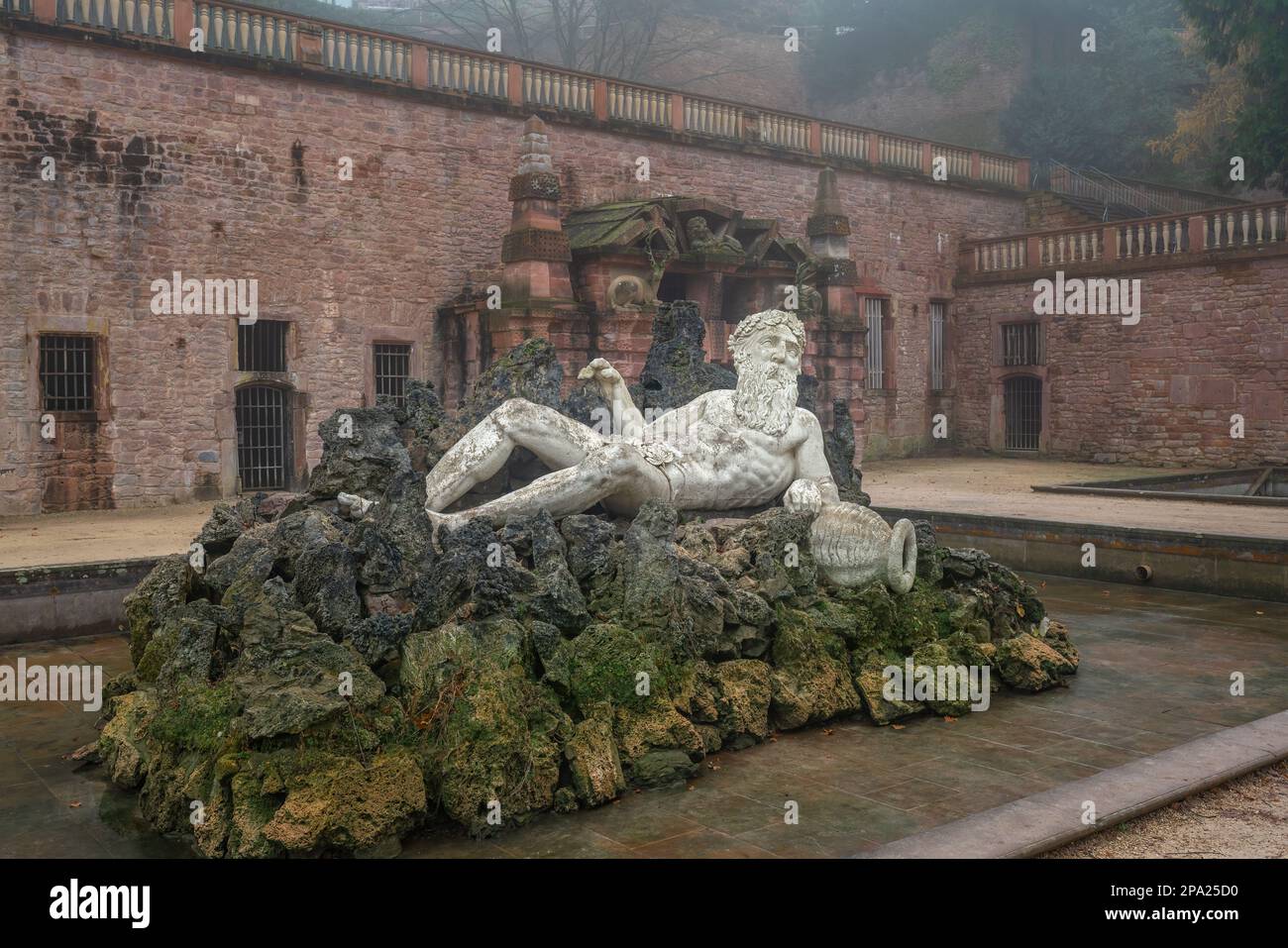 Father Rhine Fountain (or Neptune Fountain) at Heidelberg Castle ...