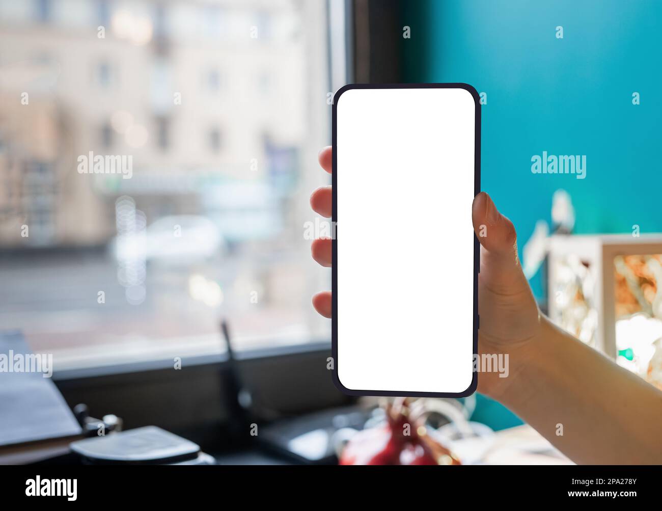 Mobile phone screen mock-up in hand, smartphone display mockup ...