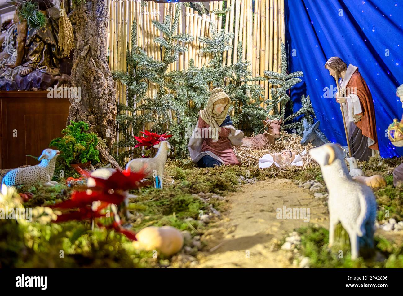 Nativity scene display for the Christmas season in the landmark ...