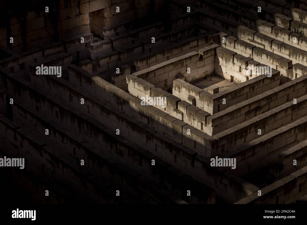 Labyrinth made of stone: conceptual for question, freedom and journey Stock Photo - Alamy