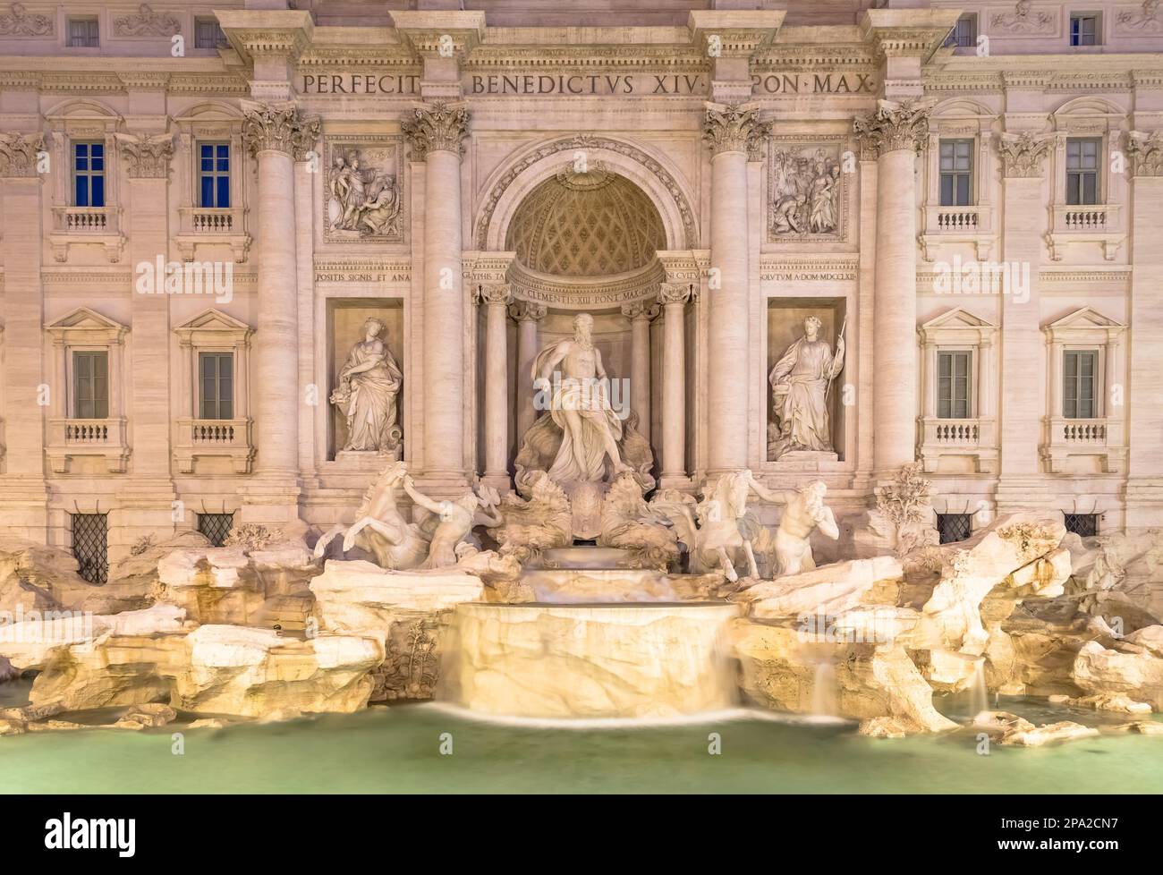 Rome, Italy. Trevi fountain at night, the masterpiece of Italian ...