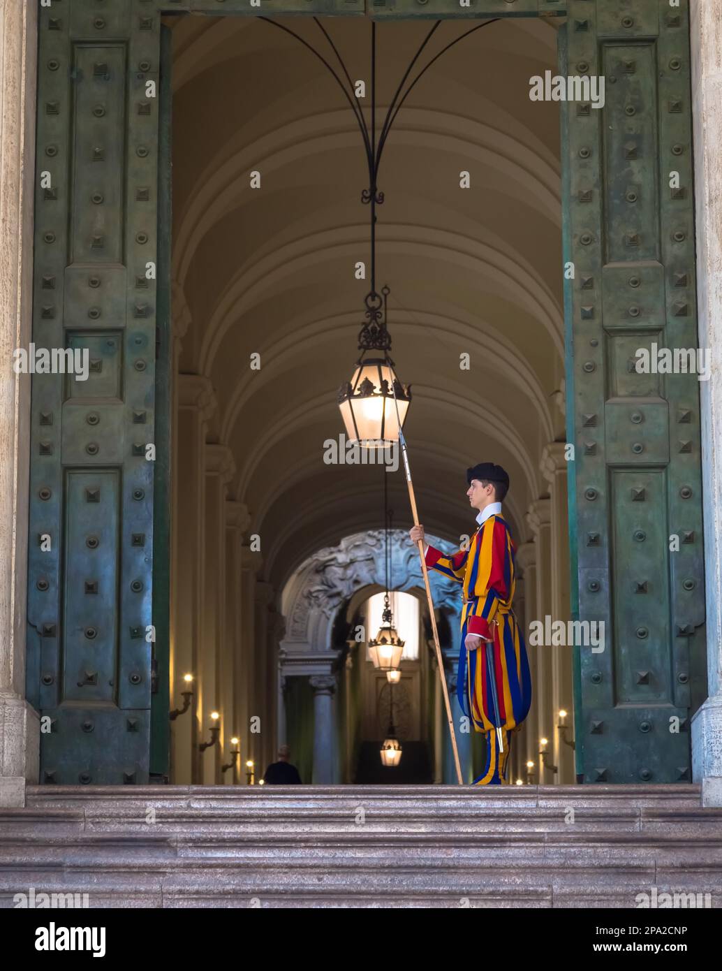 ROME, VATICAN STATE - August 24, 2018: Pontifical Swiss Guard at the ...