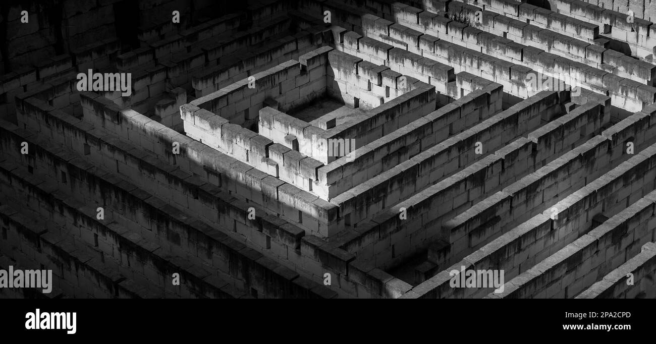 Labyrinth made of stone: conceptual for question, freedom and journey ...