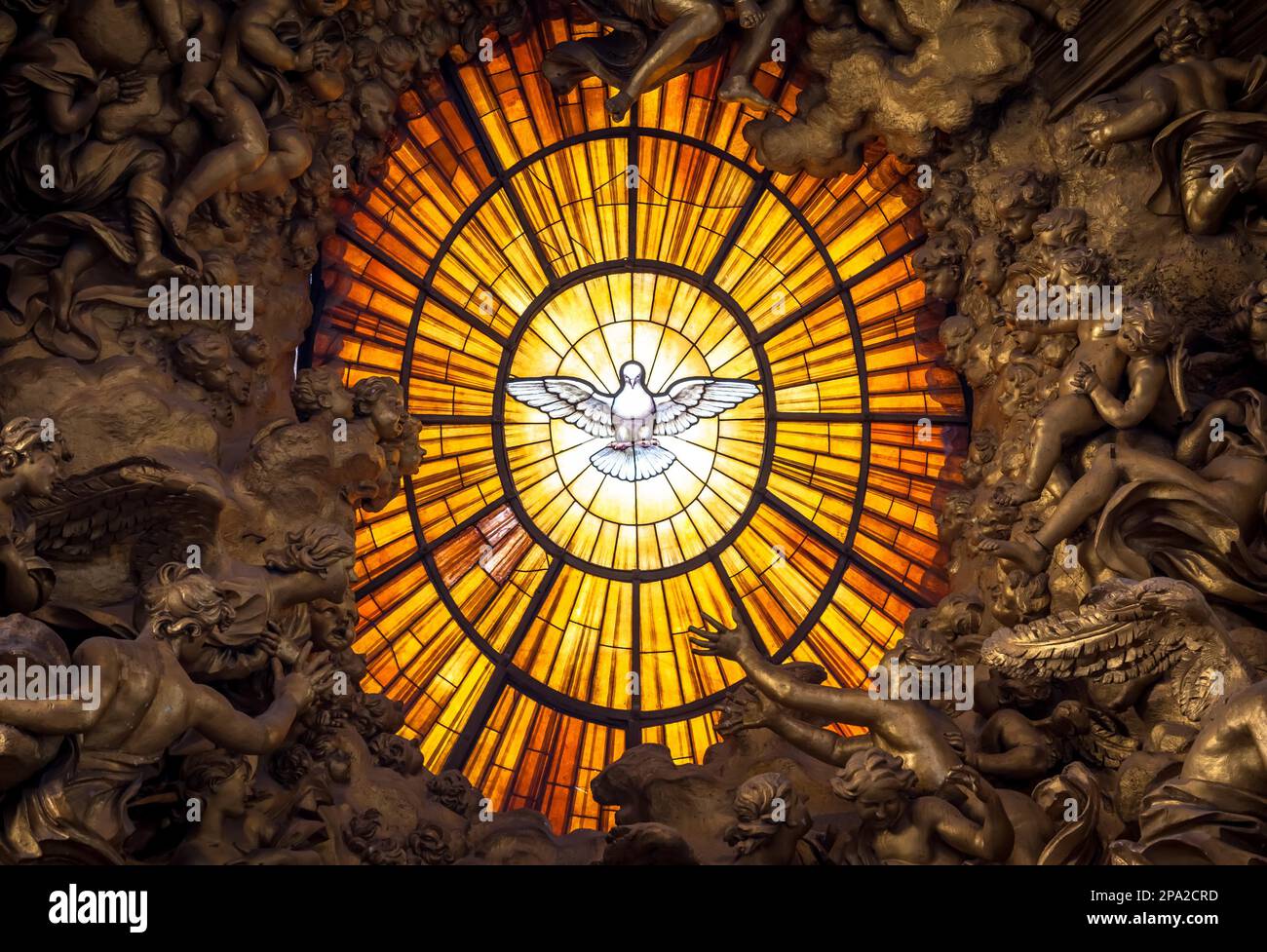 ROME, ITALY - AUGUST 24, 2018: Throne Bernini Holy Spirit Dove Saint ...