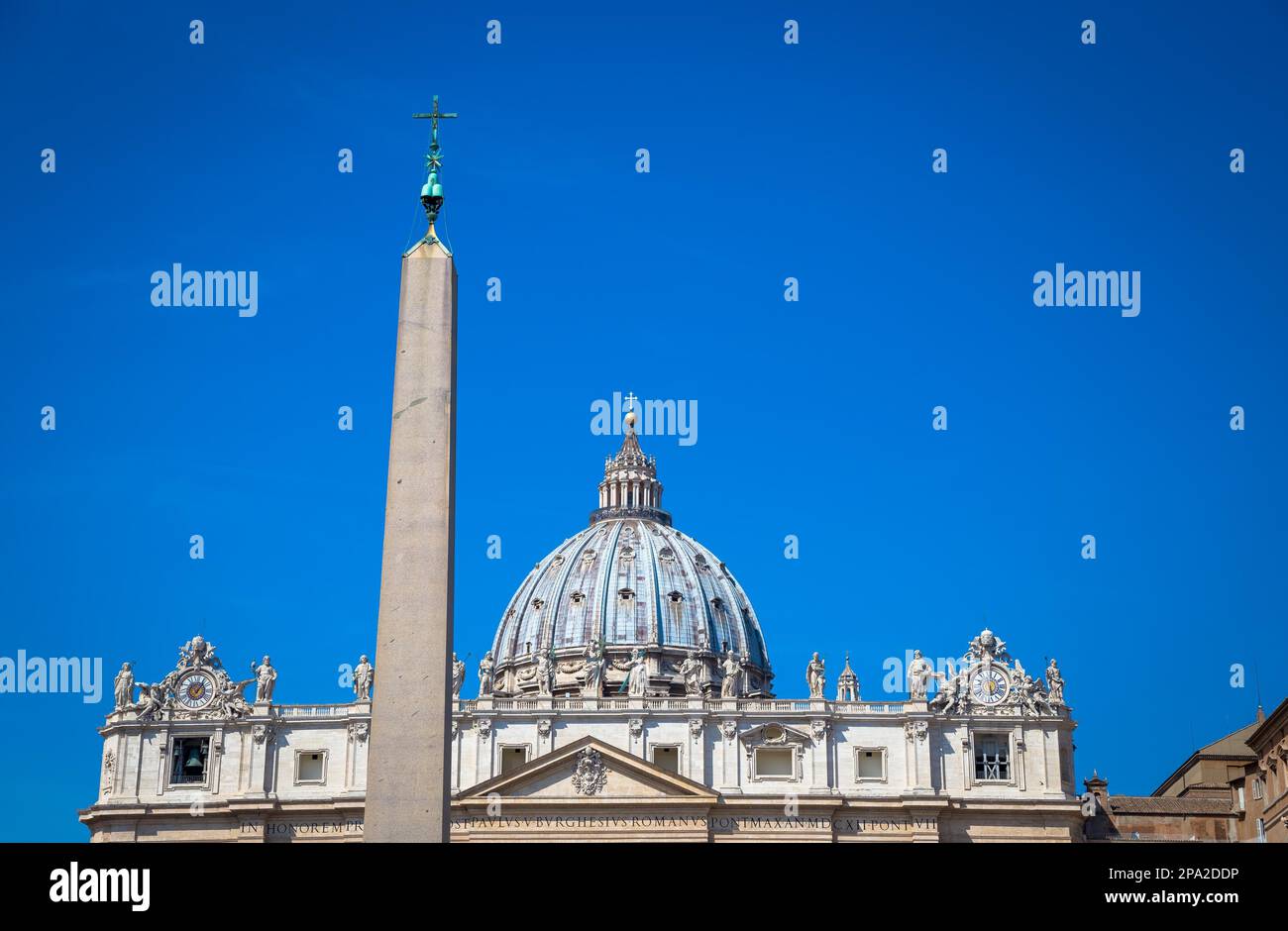 St Peter Basilica detail with a blue sky background for copy space ...