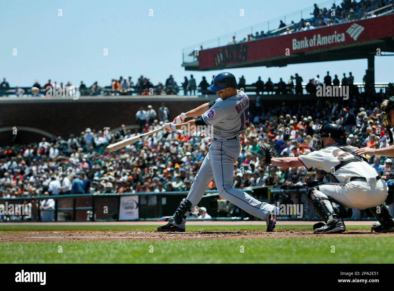 New York Mets' Carlos Beltran, left, drives in two runs with a double ...