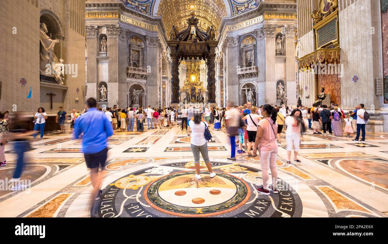 ROME, VATICAN STATE - August 24, 2018: interior of Saint Peter Basilica ...