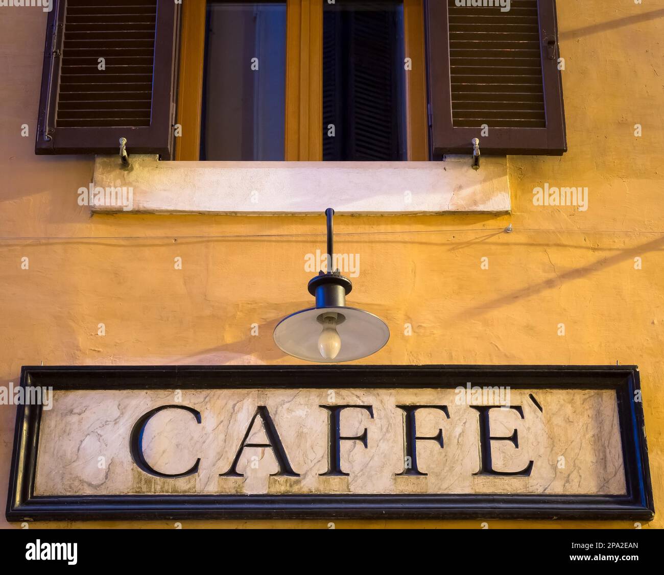 Rome, Italy. Tradiotional vintage style coffee sign on the wall Stock ...