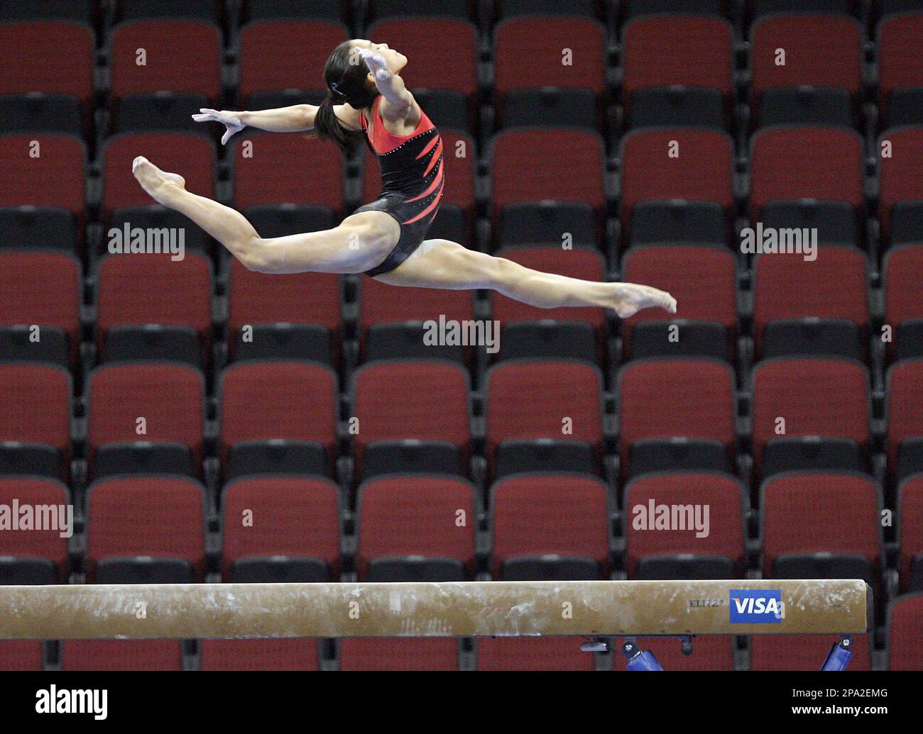 Ivana Hong works on her beam routine during practice for the 2008 ...