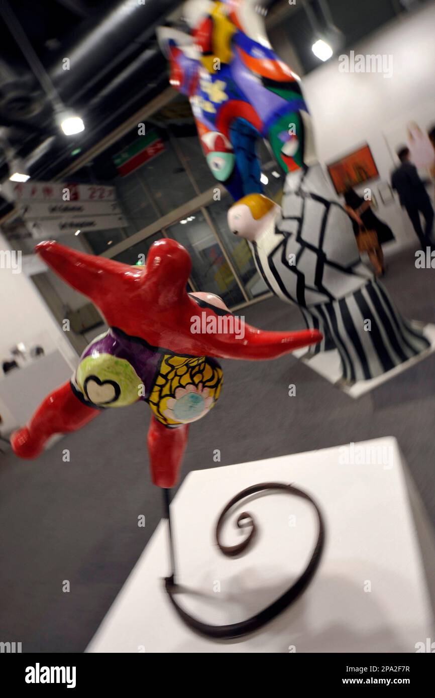 French artist Niki de Saint Phalle's work "leaping nana" dated from ...