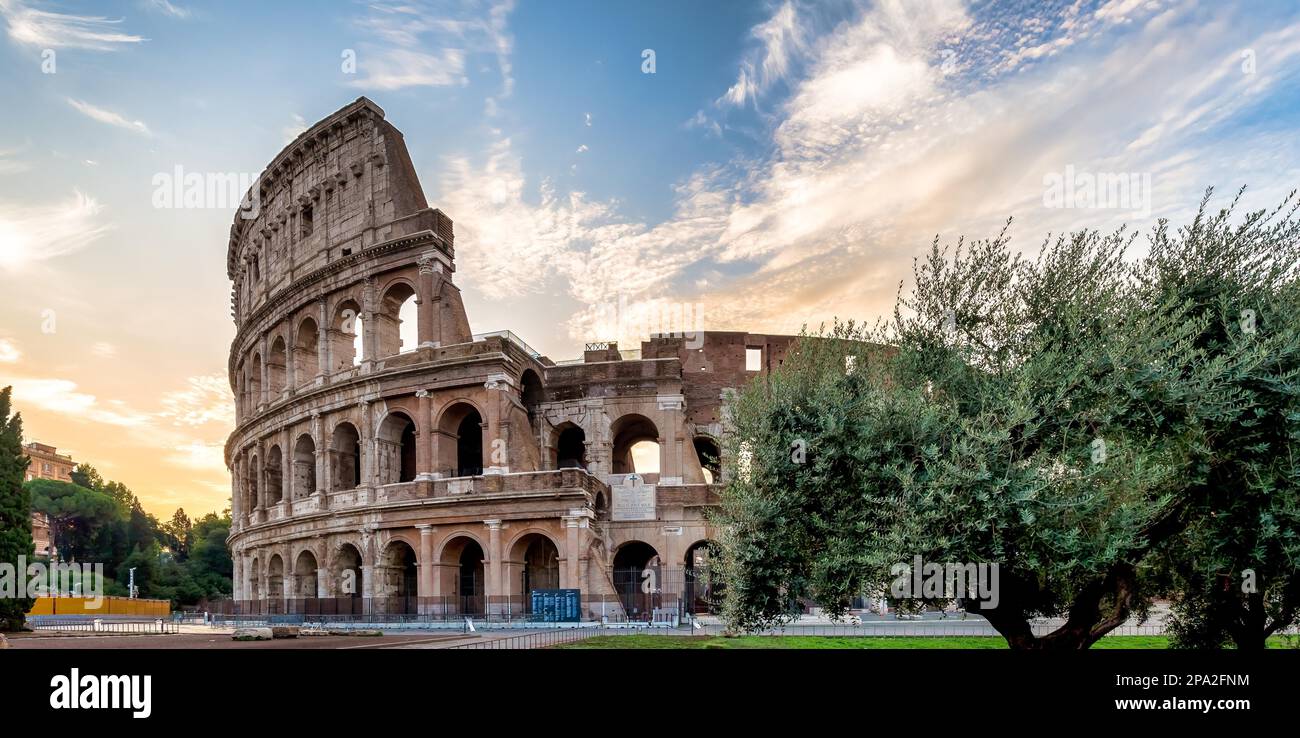 Detail of Colosseum in Rome (Roma), Italy. Also named Coliseum, this is ...