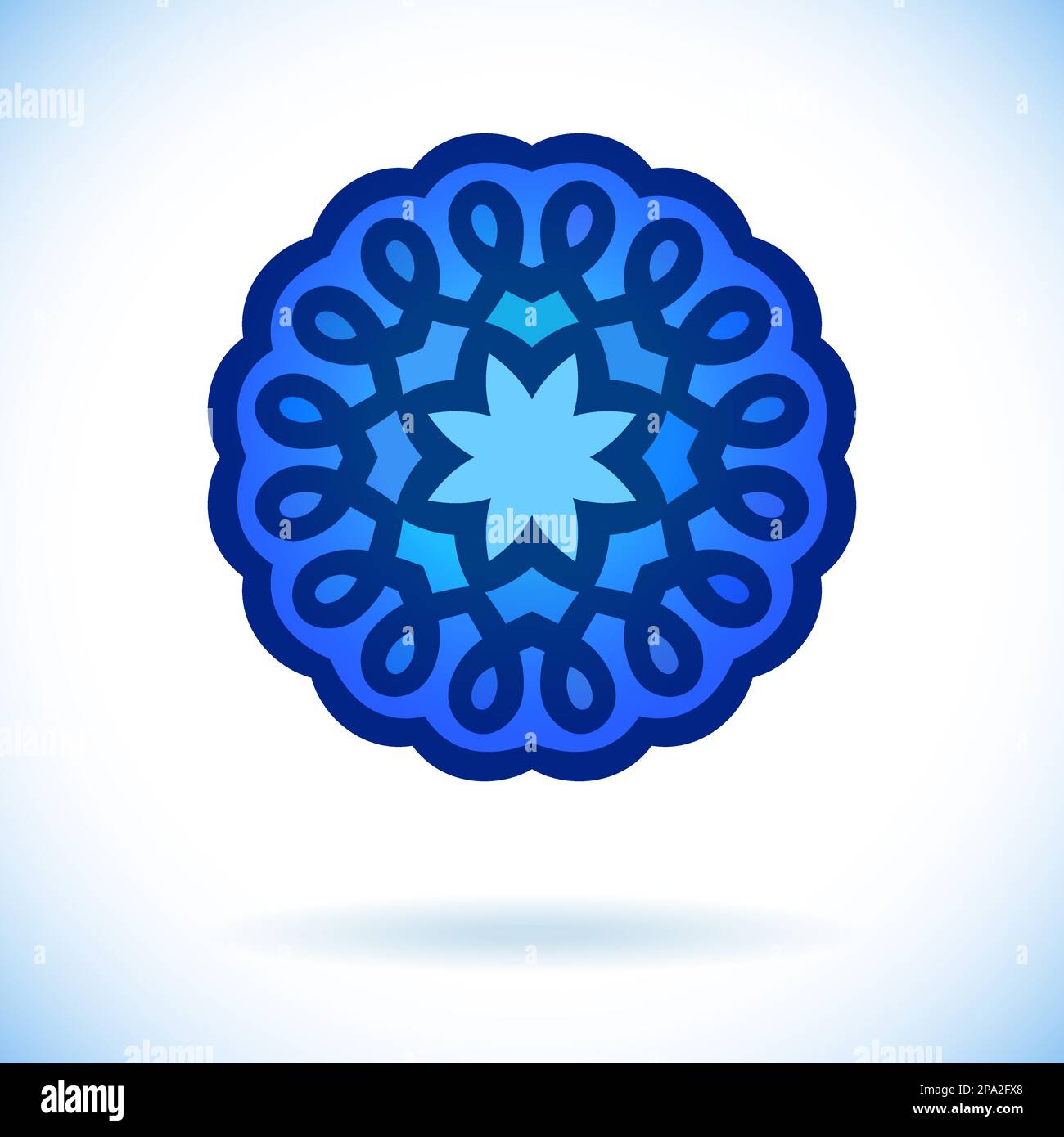 Round blue flower ornament, Isolated design element, Vector ...