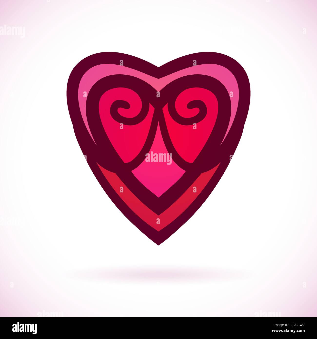 Ornamental heart, Isolated design element, Vector illustration Stock ...
