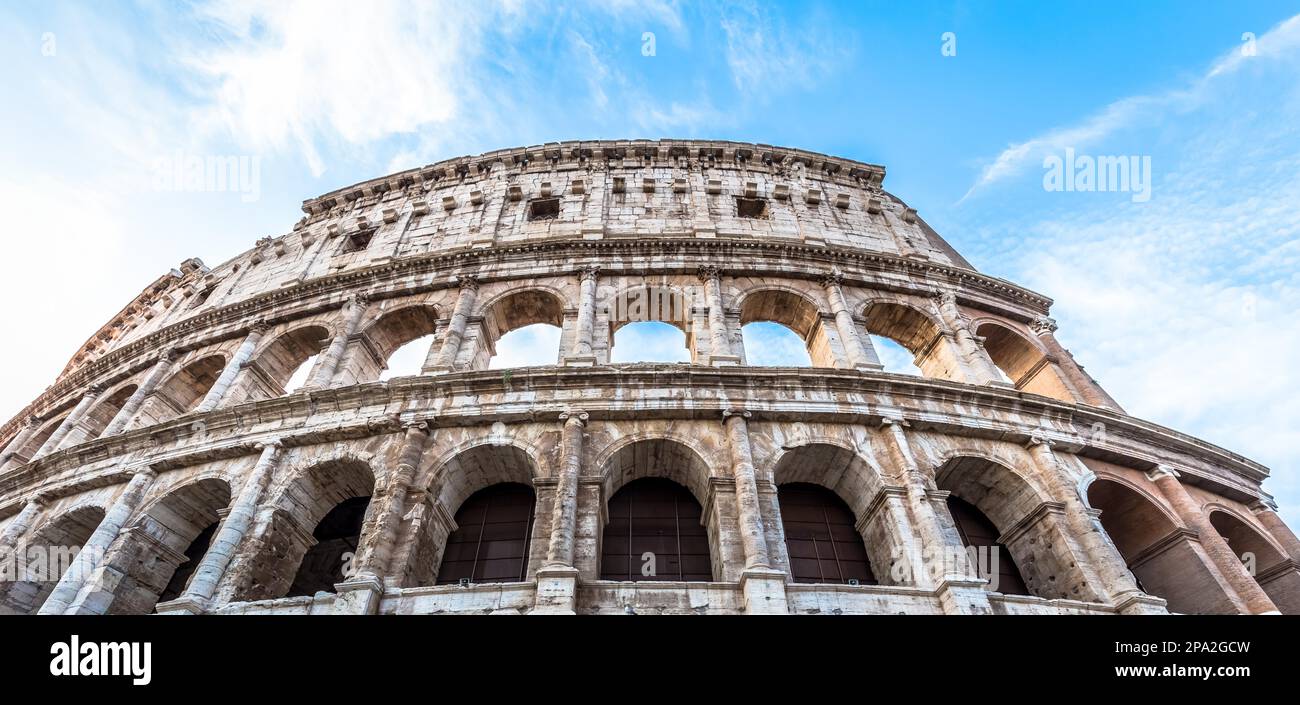 Detail of Colosseum in Rome (Roma), Italy. Also named Coliseum, this is ...