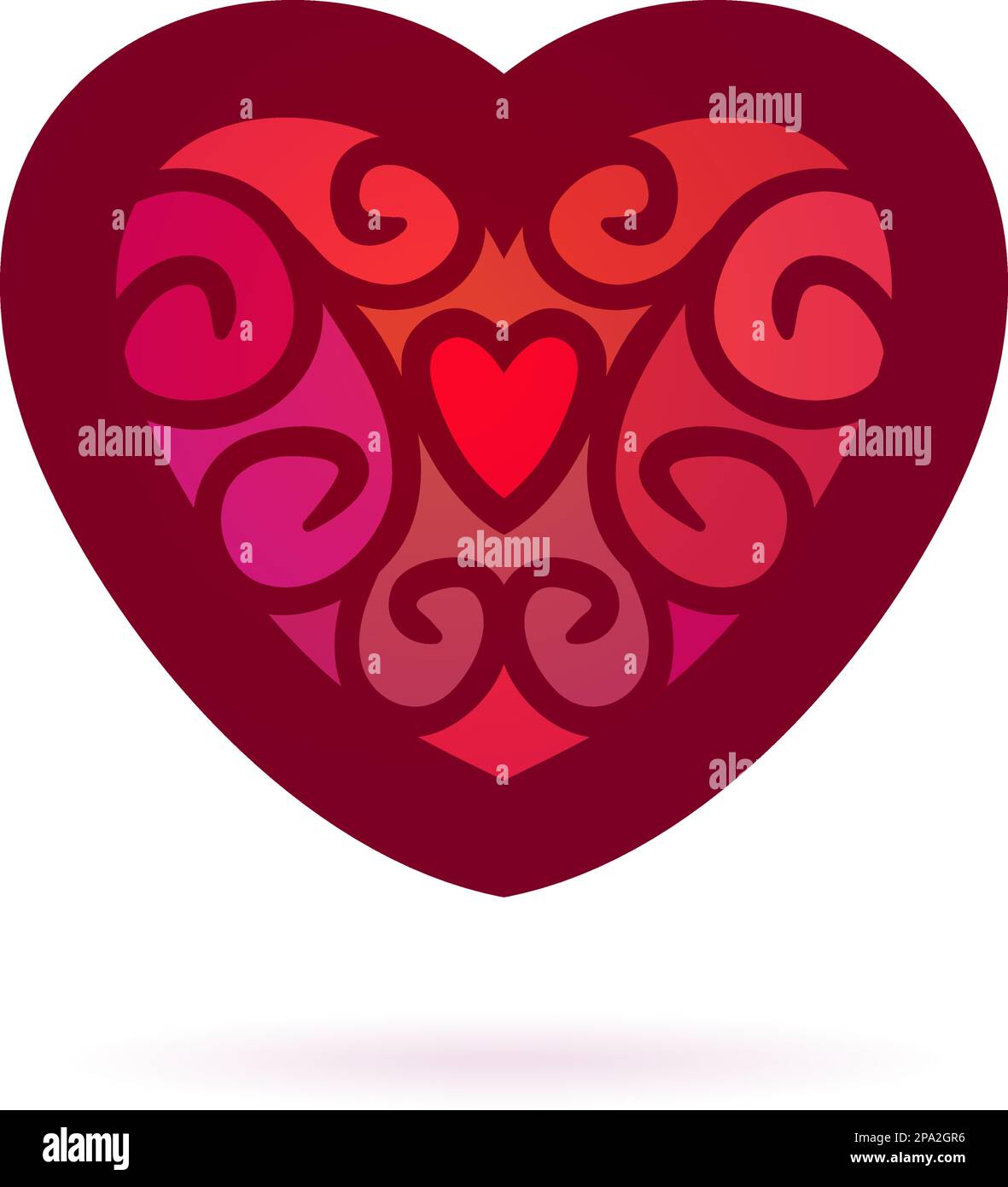 Ornamental double heart, Isolated design element, Vector illustration ...