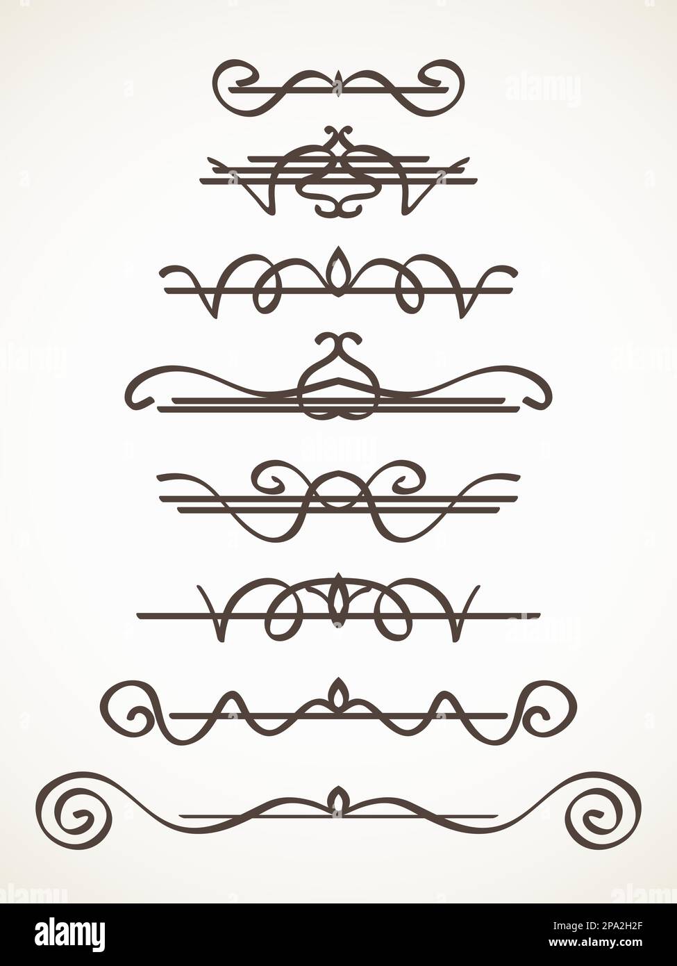 Hand drawn decorative line border set, Calligraphic design element ...