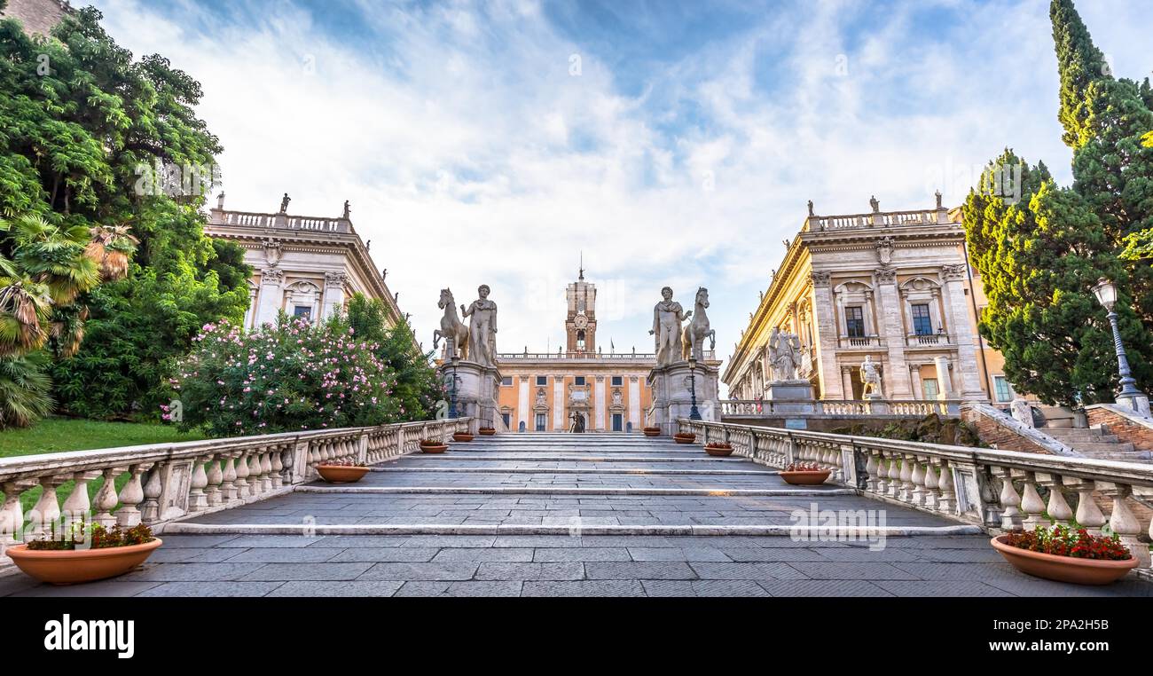 ROME, ITALY - CIRCA AUGUST 2020: staircase to Capitolium Square (Piazza ...