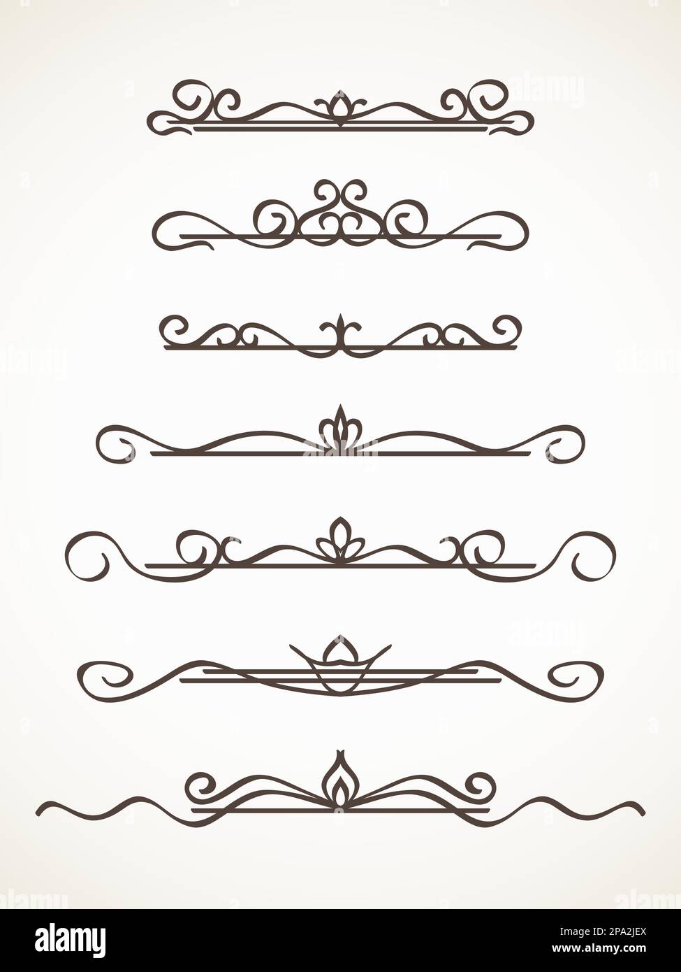 Hand drawn decorative line border set, Calligraphic design element ...