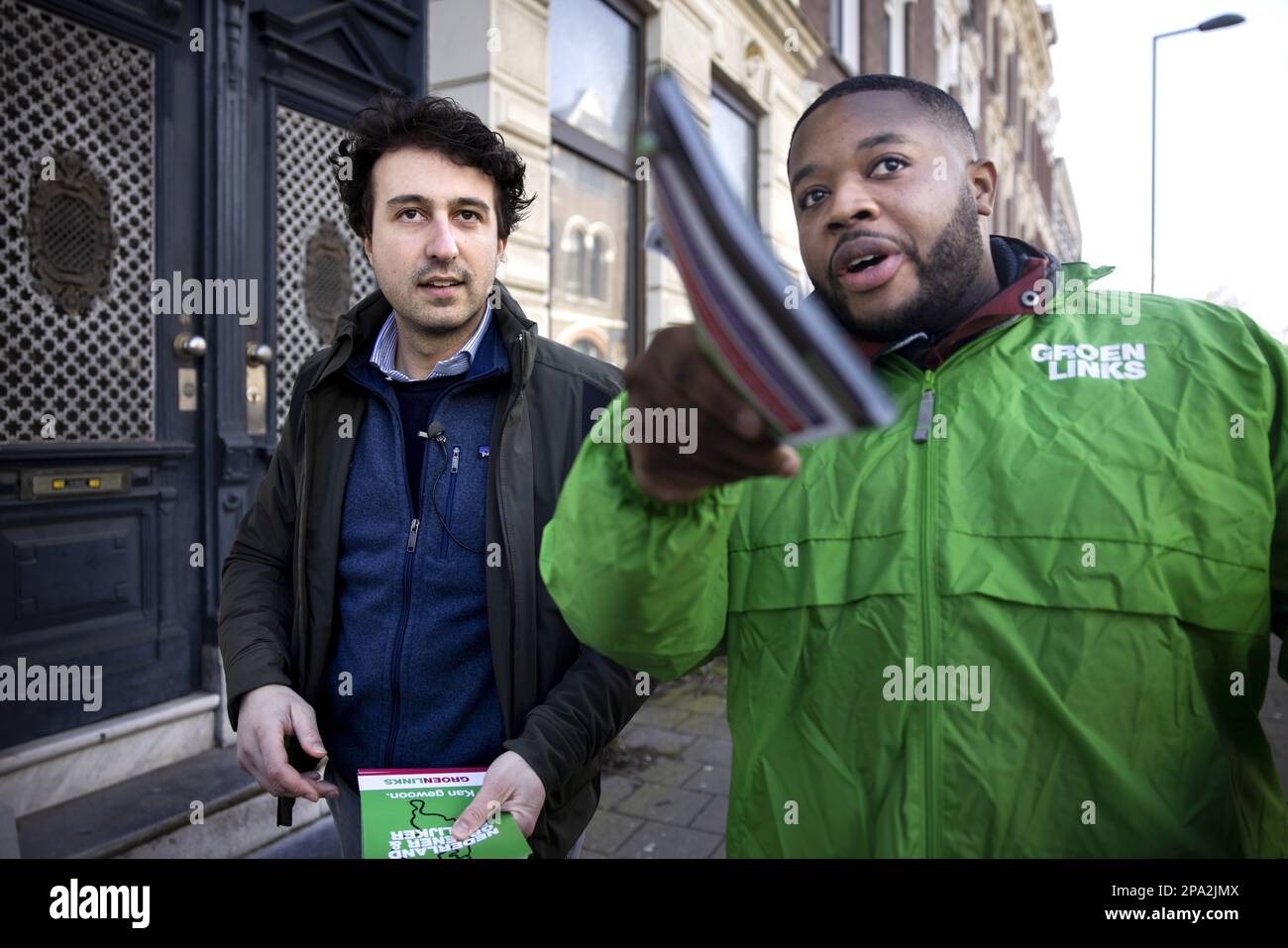 ROTTERDAM - GroenLinks leader Jesse Klaver is handing out flyers in ...