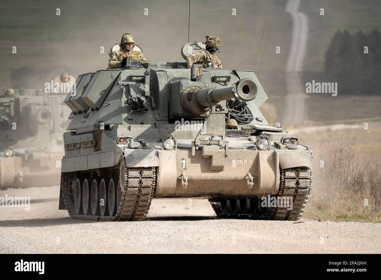 a British army military AS90 (AS-90 Braveheart Gun Equipment 155mm L131) armoured self-propelled ...