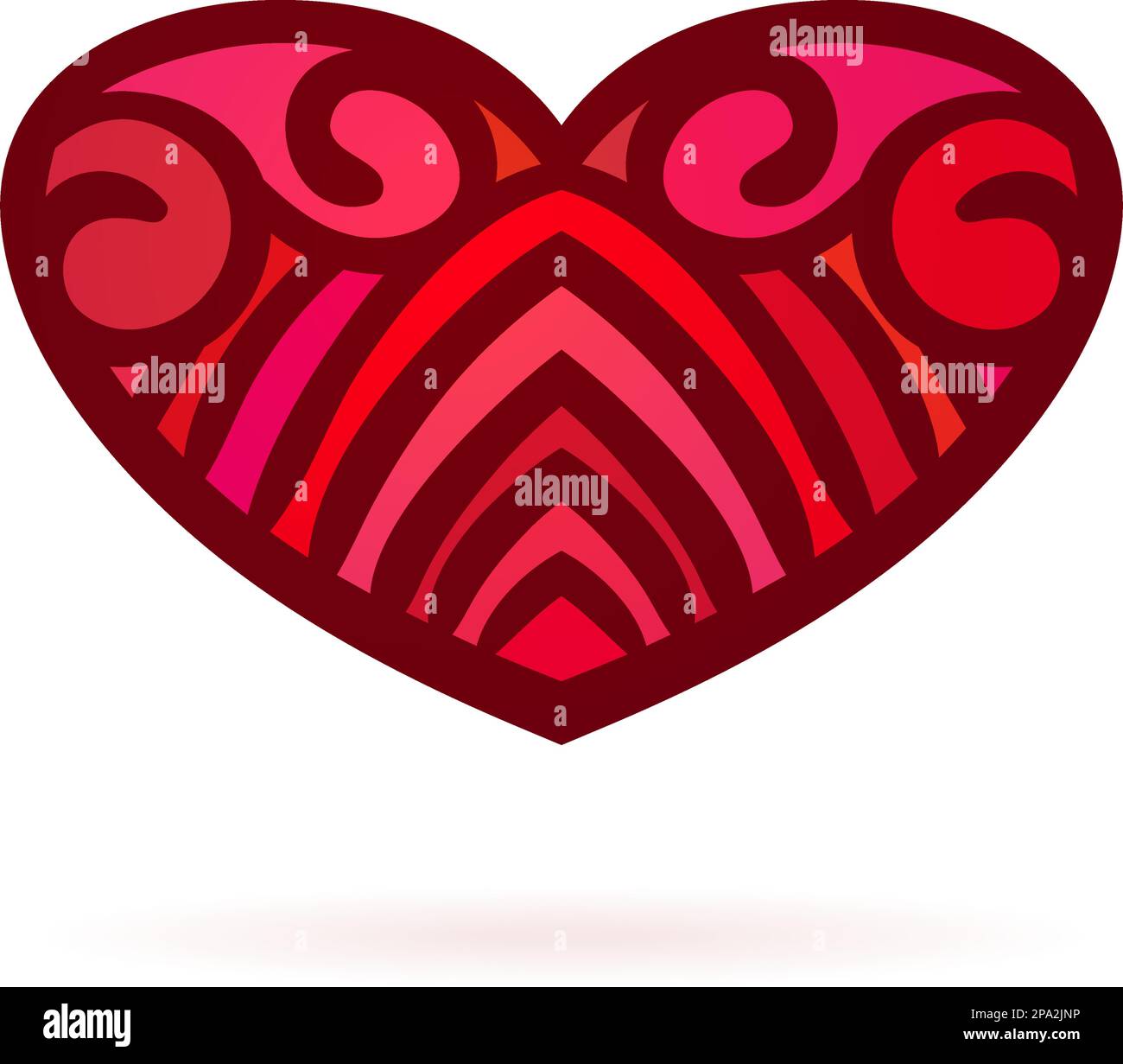 Ornamental heart, Isolated design element, Vector illustration Stock ...