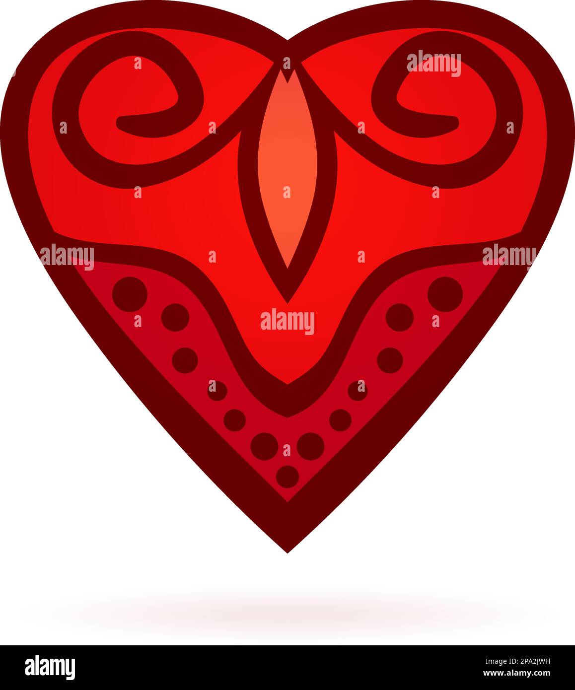 Ornamental heart, Isolated design element, Vector illustration Stock ...