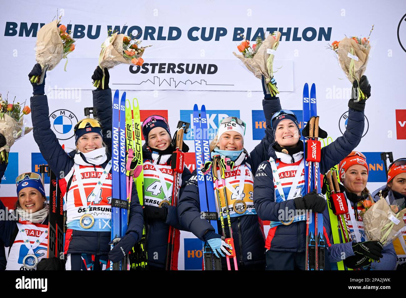 Norway's team from left. Juni Arnekleiv, Ida Lien, Ingrid Landmark ...