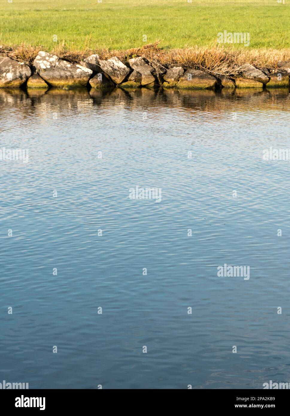 Deep blue river canal on Lake Zurich in Switzerland abstract view with ...