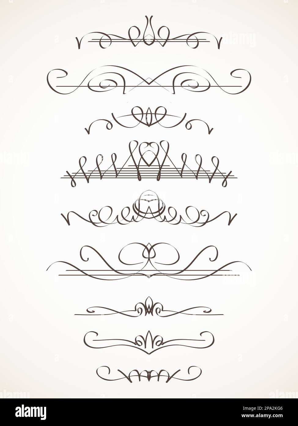 Hand drawn decorative line border set, Calligraphic design element ...