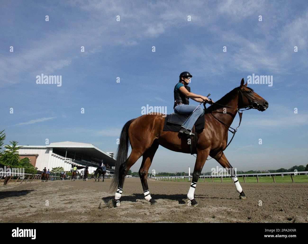 Big Brown enters the track with rider Michelle Nevin up at the start of ...