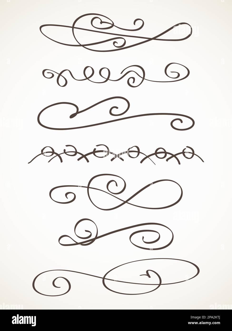 Hand drawn decorative line border set, Calligraphic design element ...