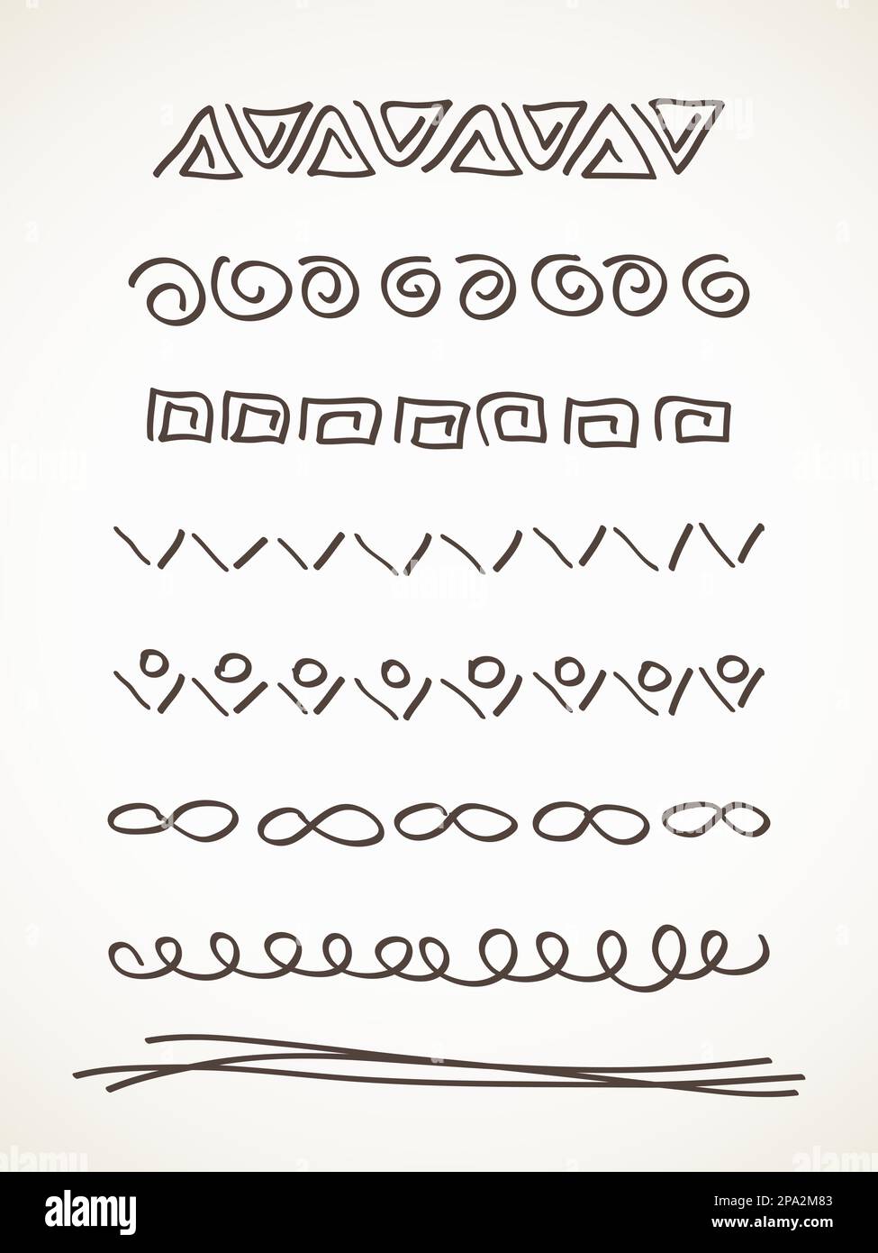 Hand drawn decorative blue line border set, Design element Stock Vector ...