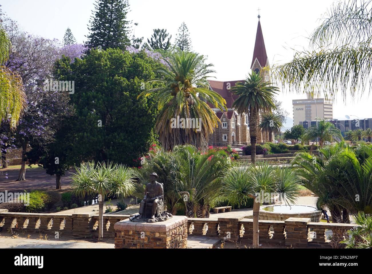 Monument to Hosea Kutako, Parliament Garden, in the background Christ ...