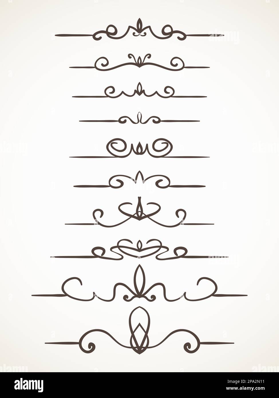 Hand drawn decorative line border set, Calligraphic design element ...