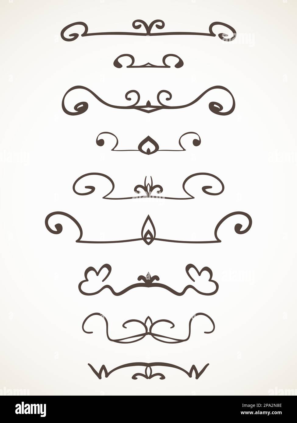 Hand drawn decorative line border set, Calligraphic design element ...