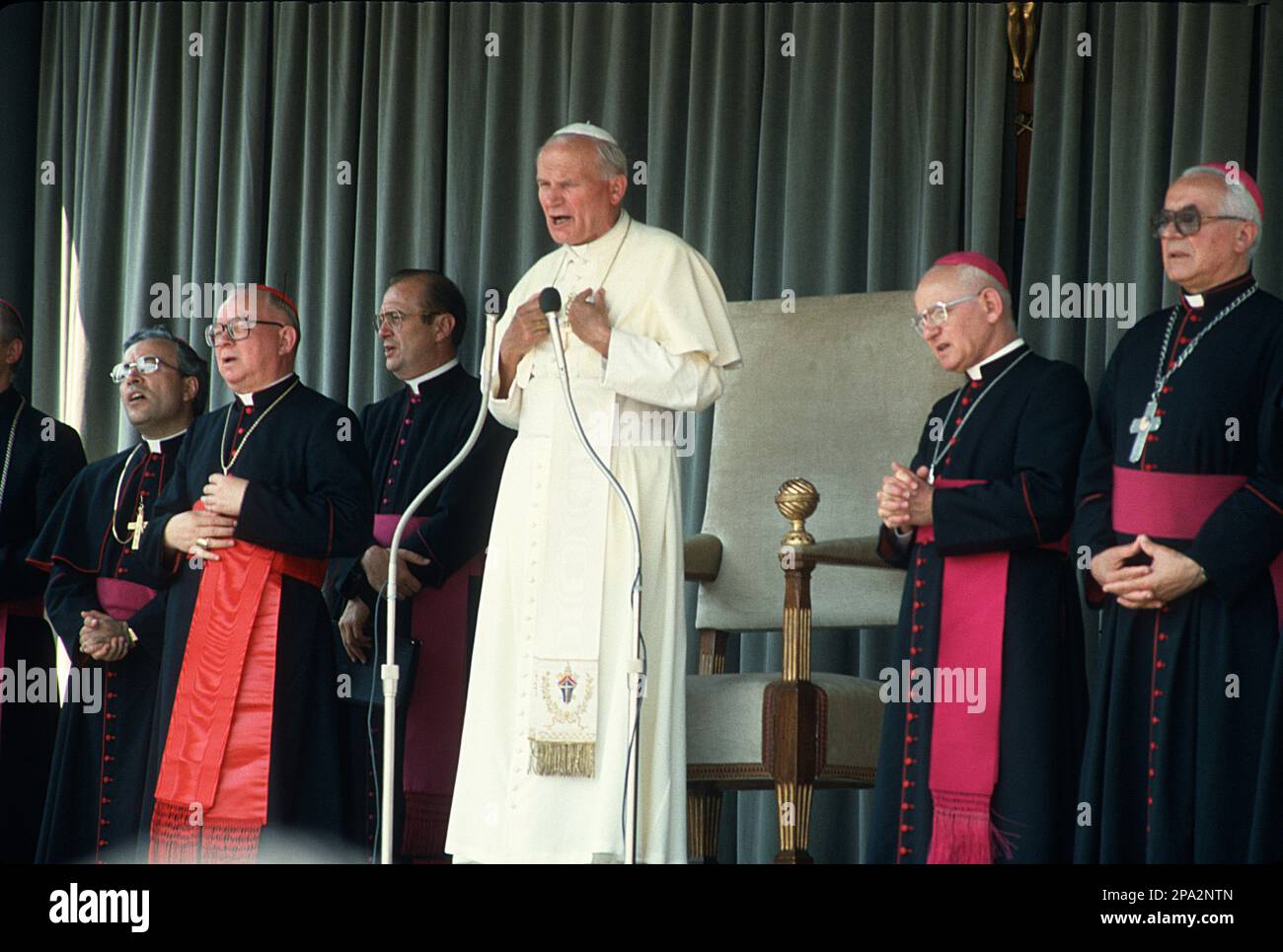 Pope John Paul II speaking at Saint Peter's at the Vatican in 1985 ...