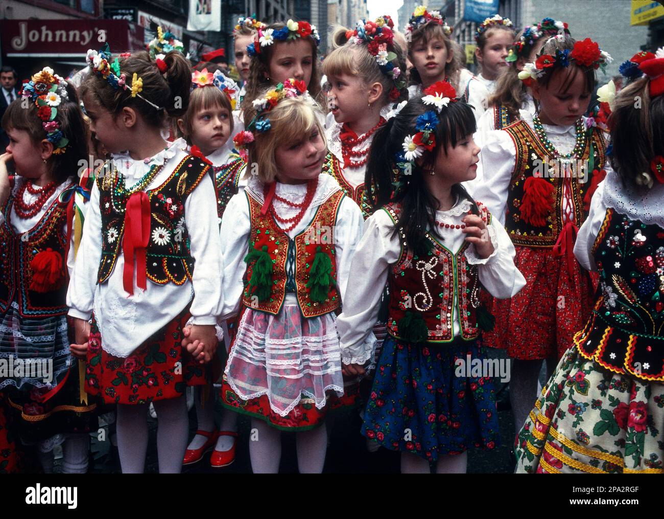 Polish American children in traditional folk dance dress ready to ...