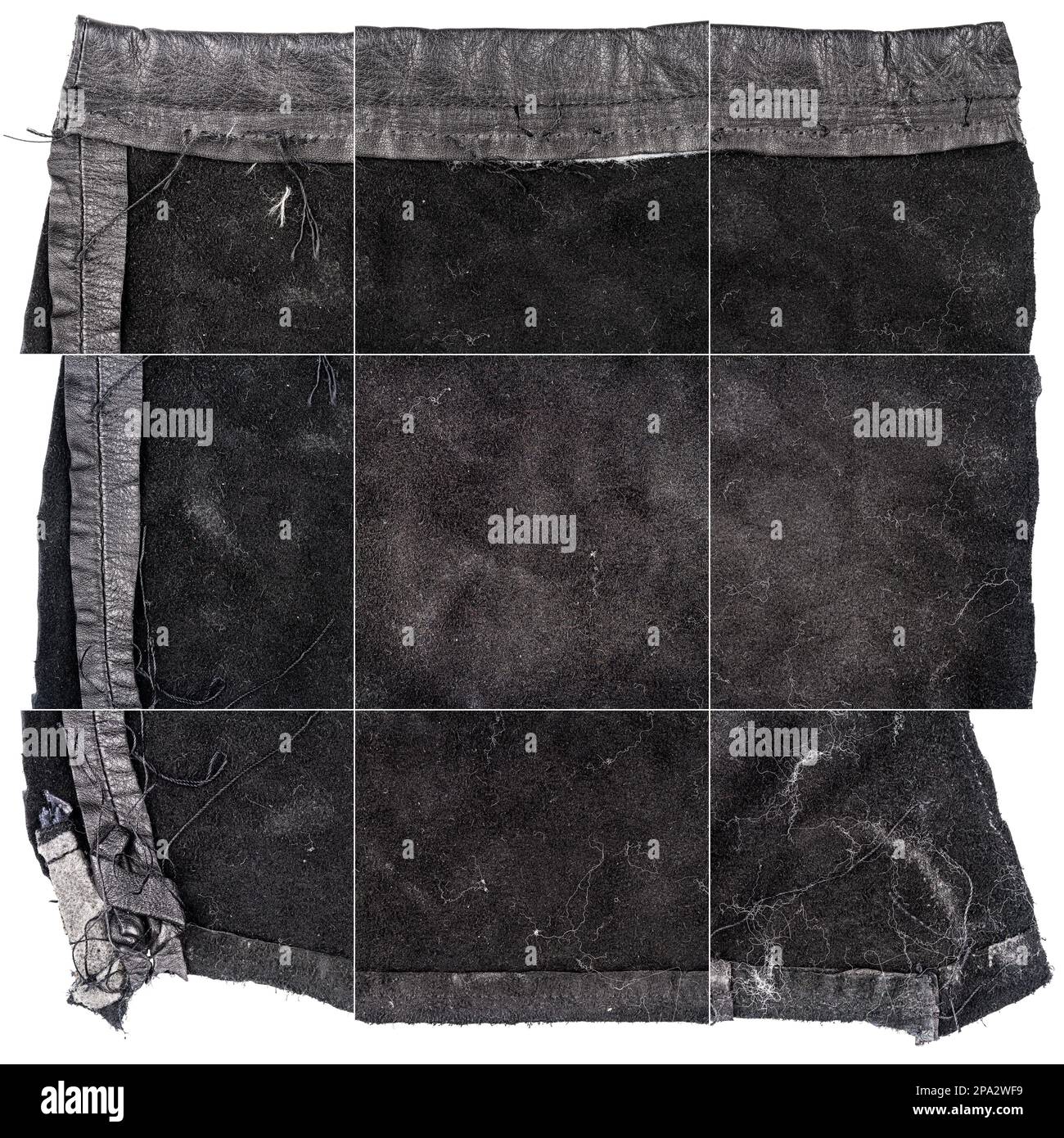 Collection of black leather textures isolated on white background ...