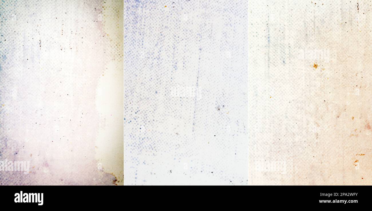 Collection of old white stained dotted paper textures. Empty paper ...
