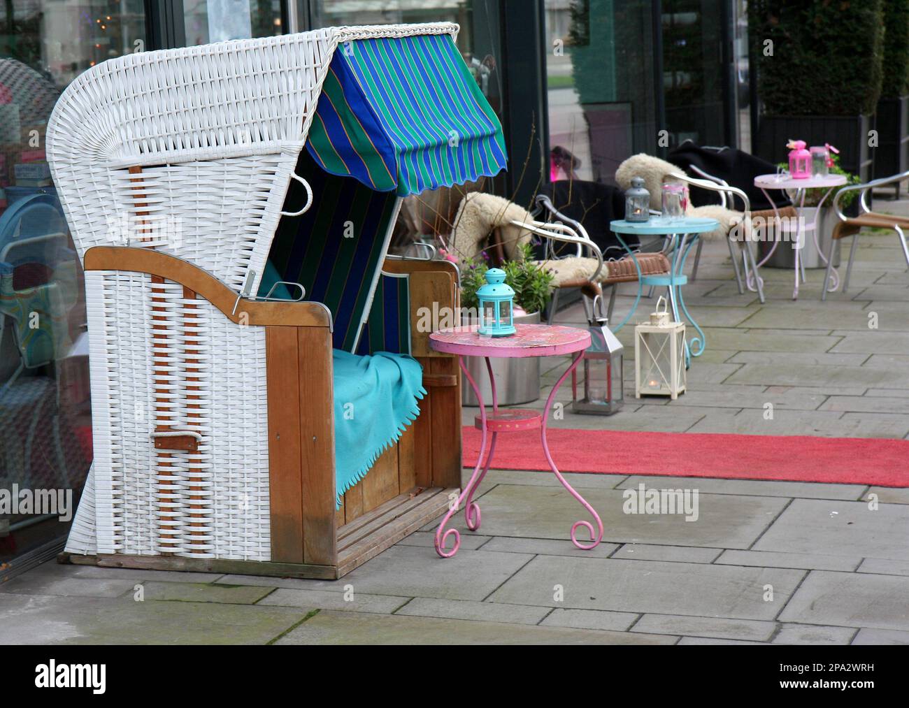 White German Traditional Beach Chair Strandkorb with Blanket and ...