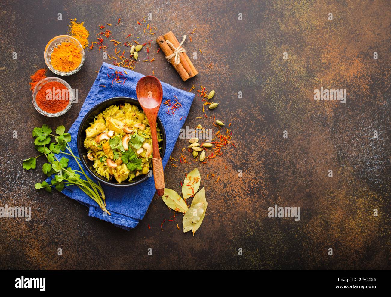 Biryani rice, traditional Indian dish. Biryani spicy rice, chicken ...