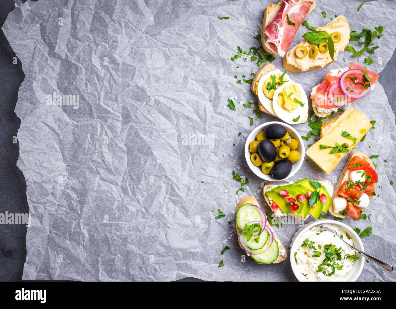 Assorted healthy sandwiches set background. Sandwich bar or buffet ...