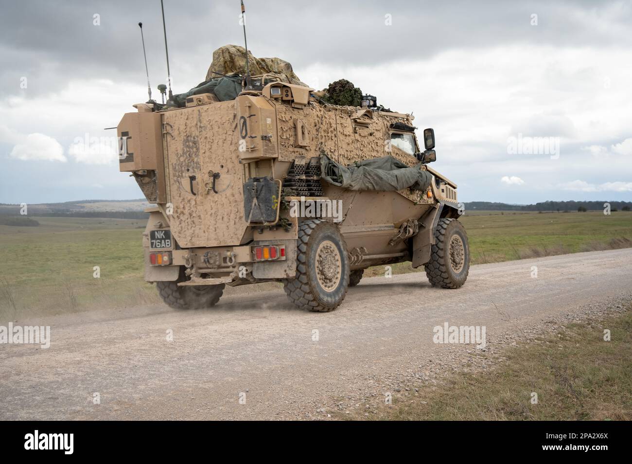 close-up of a British army Foxhound 4x4-wheel drive protected patrol ...