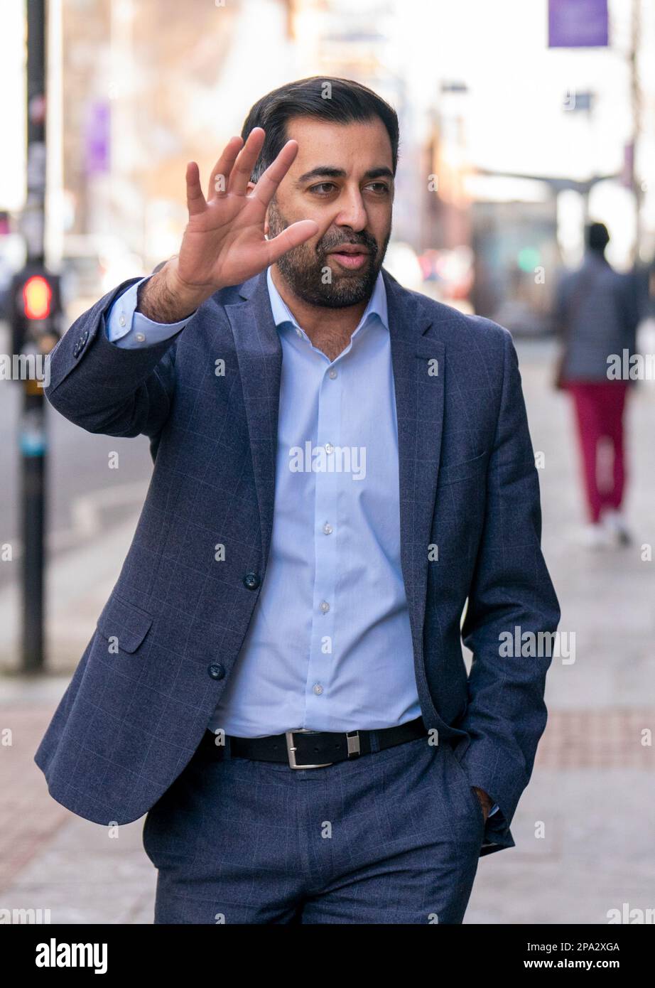 SNP leadership candidate Humza Yousaf arrives for the SNP leadership ...