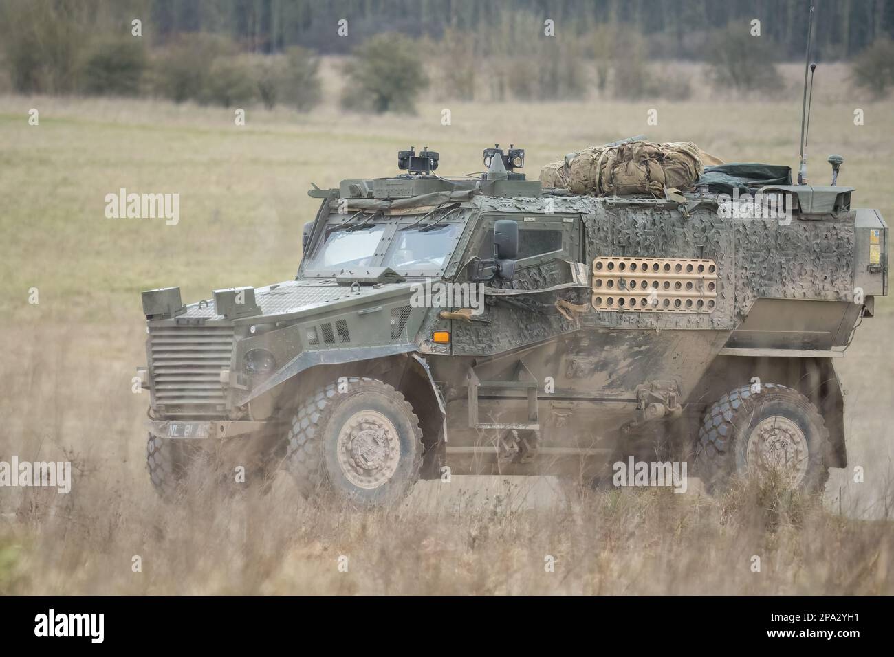 close-up of a British army Foxhound 4x4-wheel drive protected patrol ...