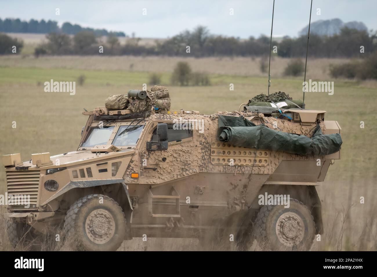 close-up of a British army Foxhound 4x4-wheel drive protected patrol ...