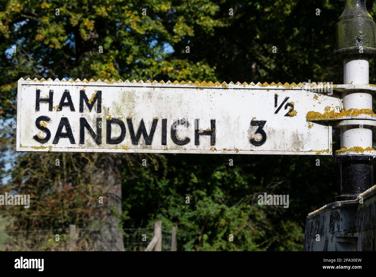 A signpost in the village of Worth points towards Ham village and the ...