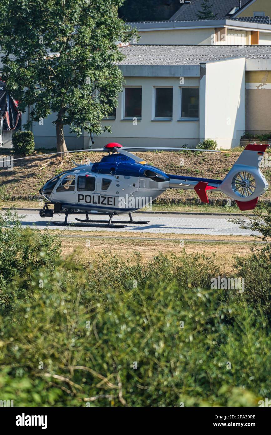 close up of police helicopter standing on the ground Stock Photo - Alamy